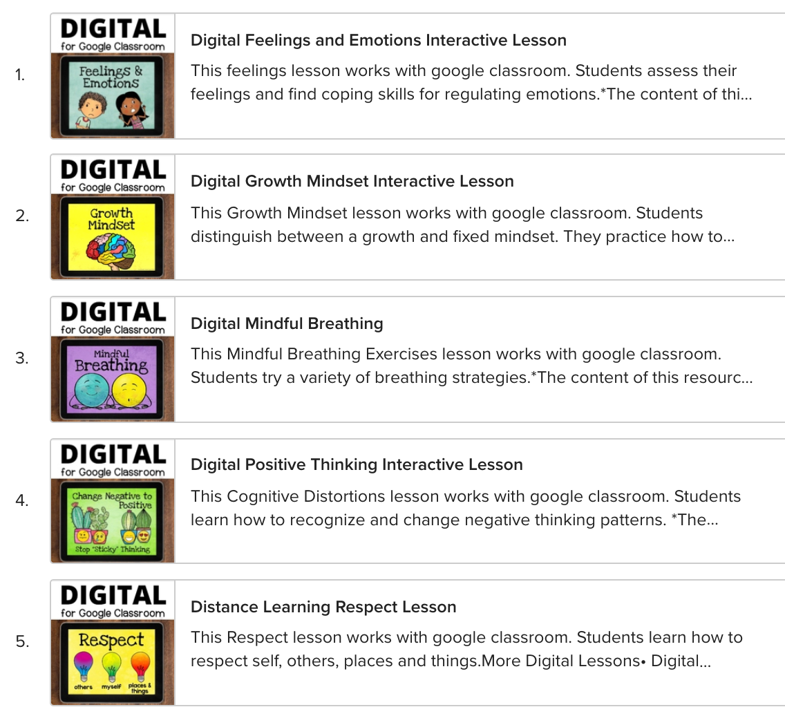Digital Social Emotional Lessons Bundle | Grades 2-7 – The Counseling ...