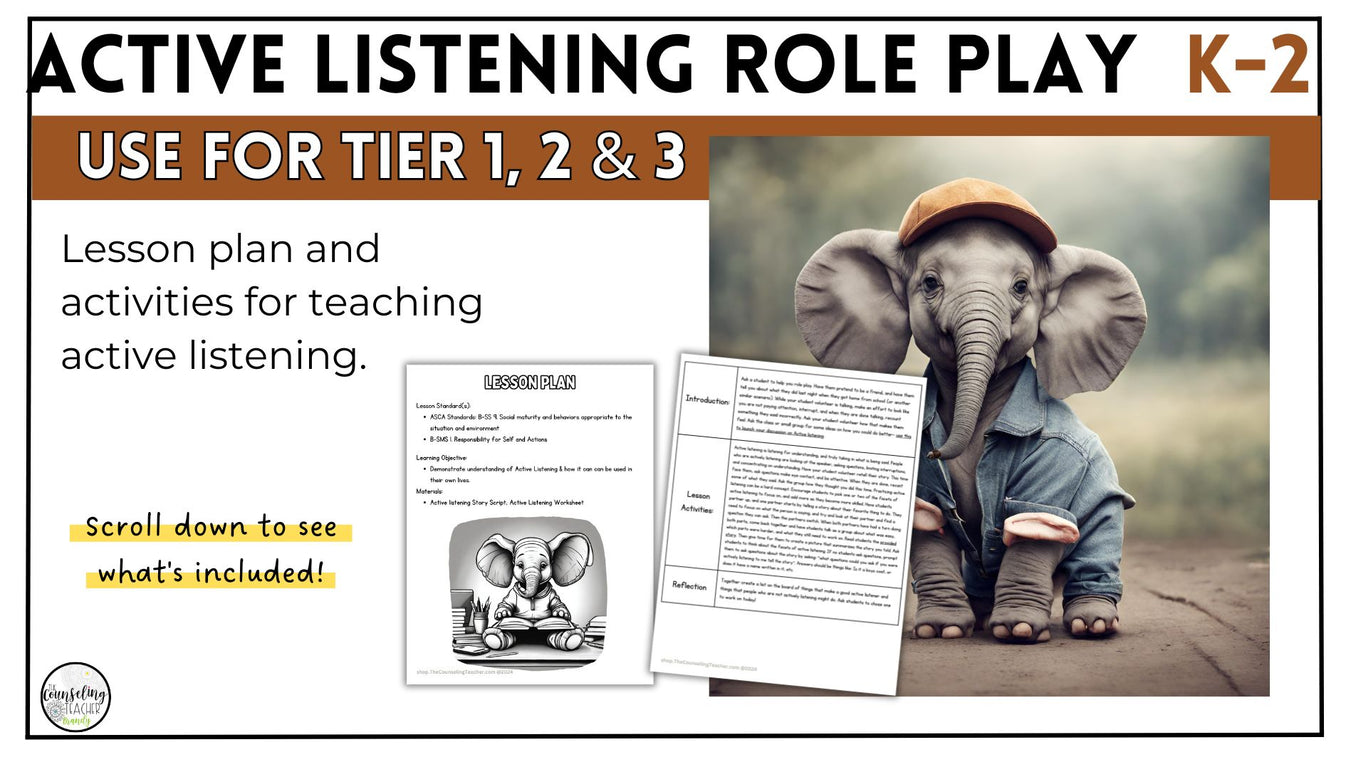 Active Listening Lesson Plan and Printables for K-2 – The Counseling ...