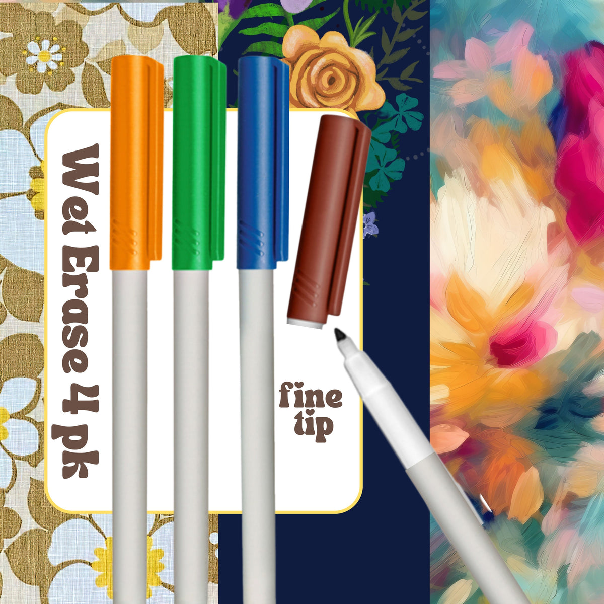 Wet Erase Fine Tip Planner Markers 4 pk for Printed Planner – The ...