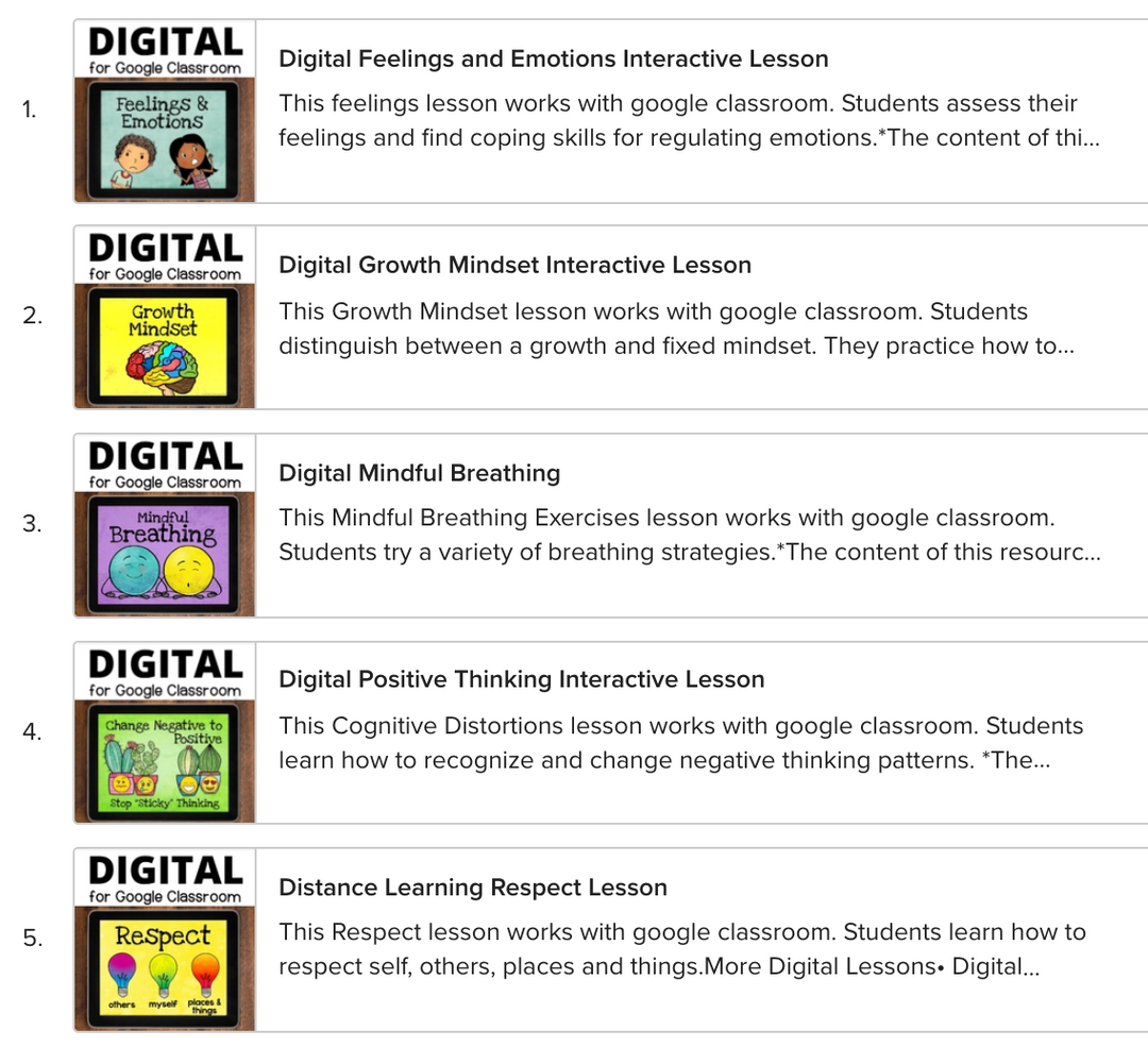 Digital Social Emotional Lessons Bundle | Grades 2-7 – The Counseling ...