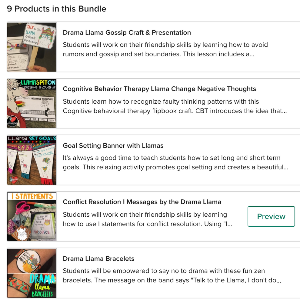 Llama Themed Social Emotional Resource Bundle – The Counseling Teacher ...