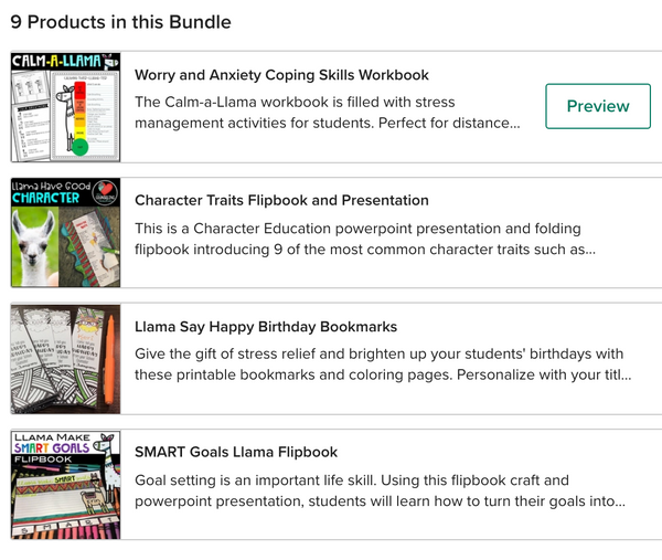 Llama Themed Social Emotional Resource Bundle – The Counseling Teacher ...
